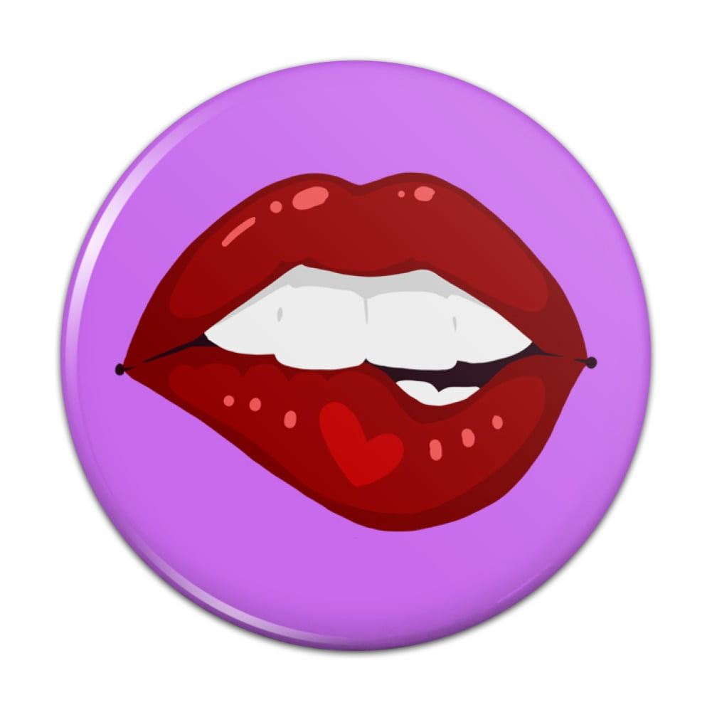 Seductive Luscious Bite Biting Lip Pinback Button Pin - Walmart.com