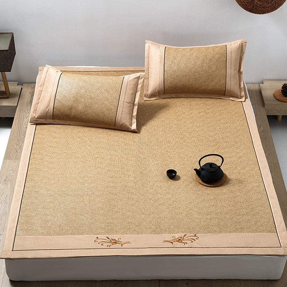 Bamboo Bed mat Summer Sleeping Mat ice Silk Rattan mat with Pillowcase ...