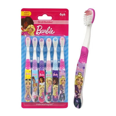 Brush Buddies Barbie Kids Toothbrushes, Manual Toothbrushes for Kids ...