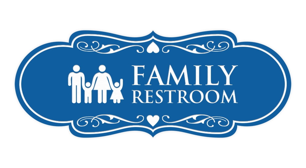 Signs ByLITA Designer Family Bathroom Restroom Sign (Blue) - Small ...