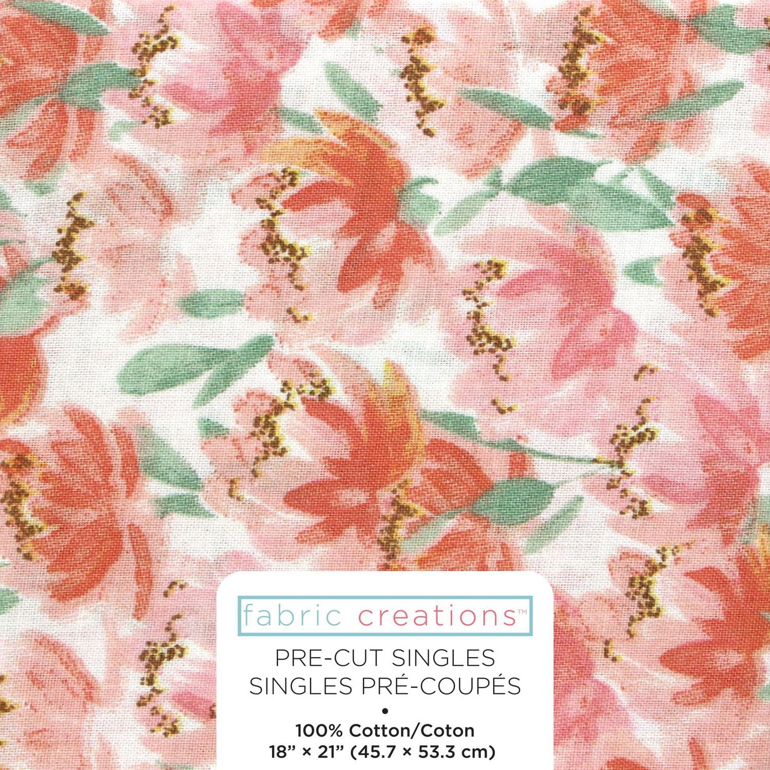 Click here for Fabric Creations White With Painted Pink Flowers F... prices