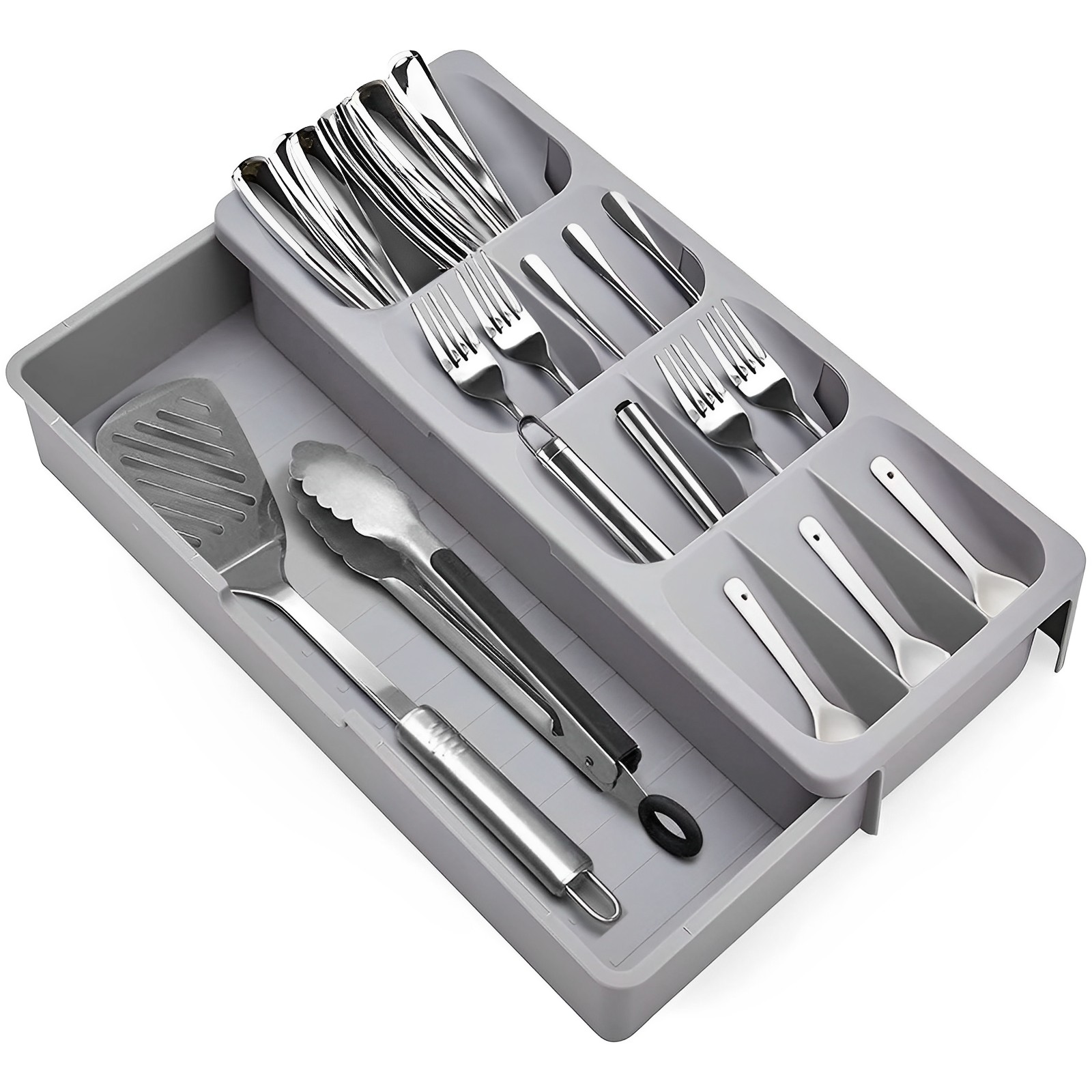Silverware Organizer Storage Tray, Cutlery Expandable Organizer for ...