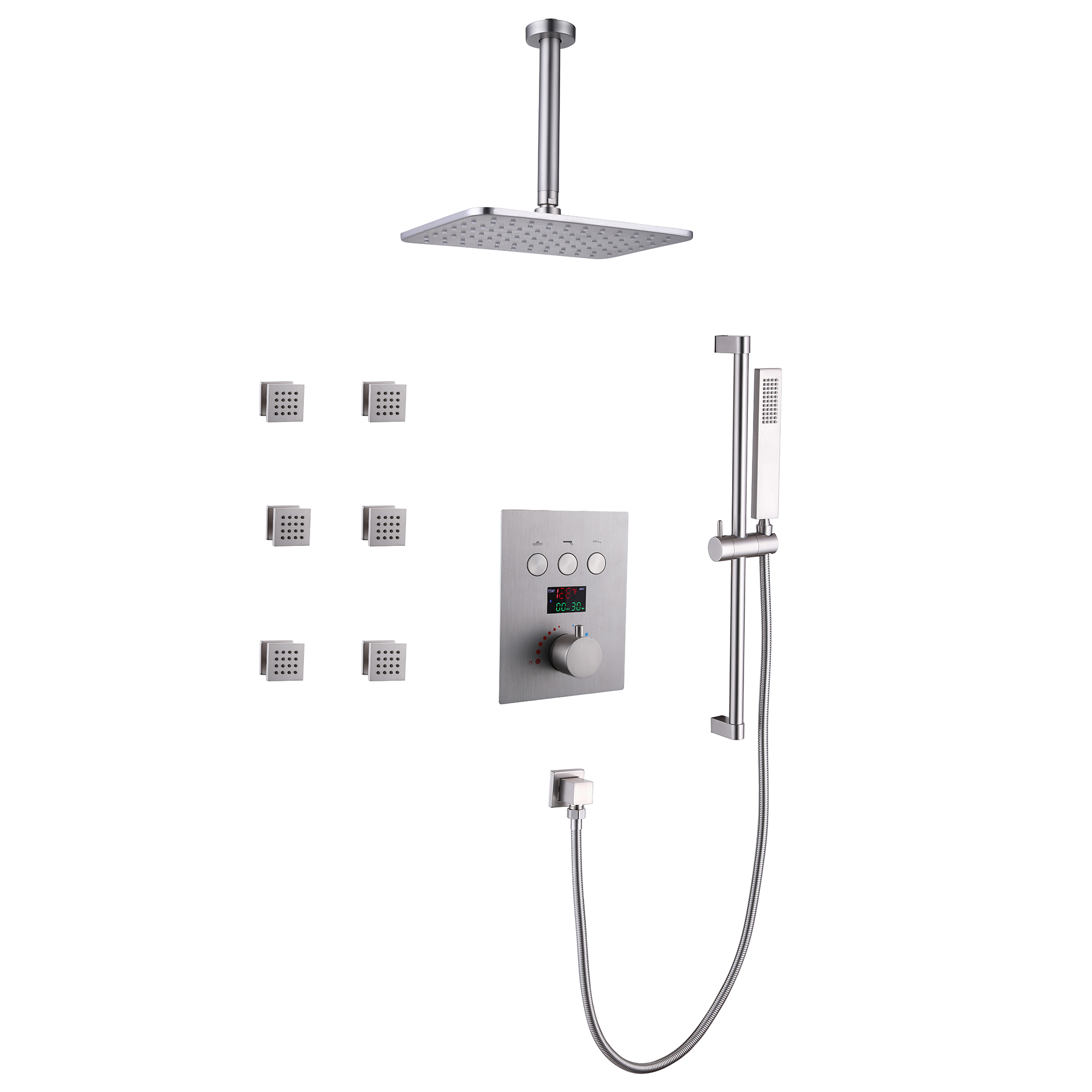 Ceiling Mounted Thermostatic Shower Faucet Set with Adjustable Height ...