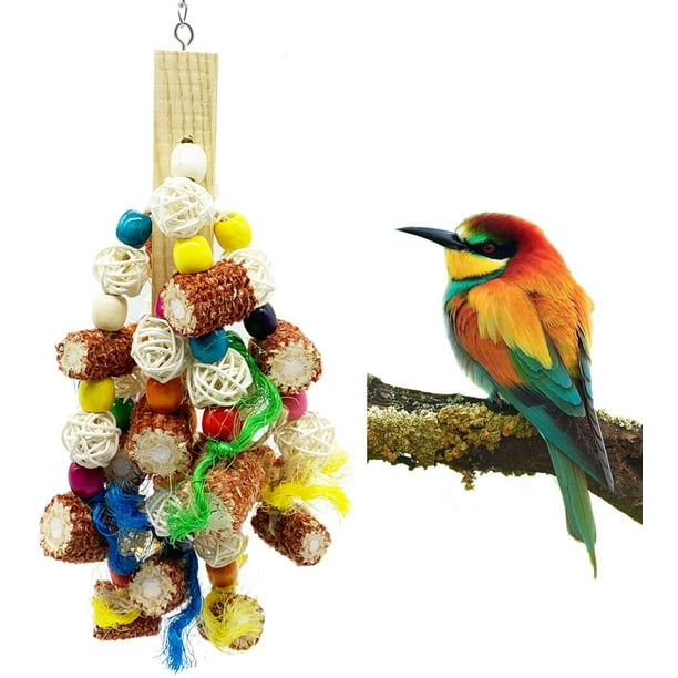 IGUOHAO Bird Block Knots Tearing Toy -Natural Corn Cob Parrot Chewing ...
