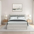CorLiving Metro Beige Channel Tufted Upholstered Storage Platform Bed ...