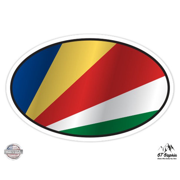 Seychelles Flag Oval - 7" Vinyl Sticker - For Car Laptop I-Pad ...