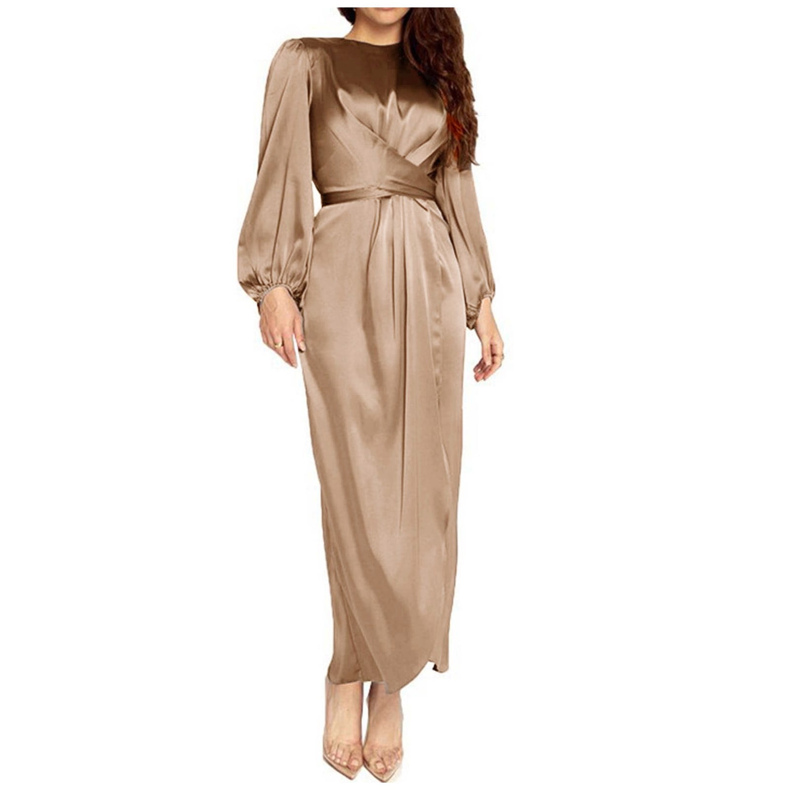 TAIAOJING Women's Bohemian Floral Printed Dress Muslim Kaftan Arab ...