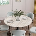 Brown Beige Plaid Round Fitted Table Cover Buffalo Checkered Farmhouse ...