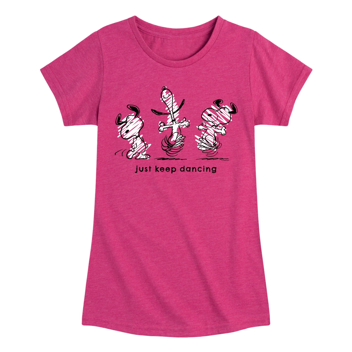 Peanuts - Snoopy Just Keep Dancing - Youth Girls Short Sleeve Tee ...