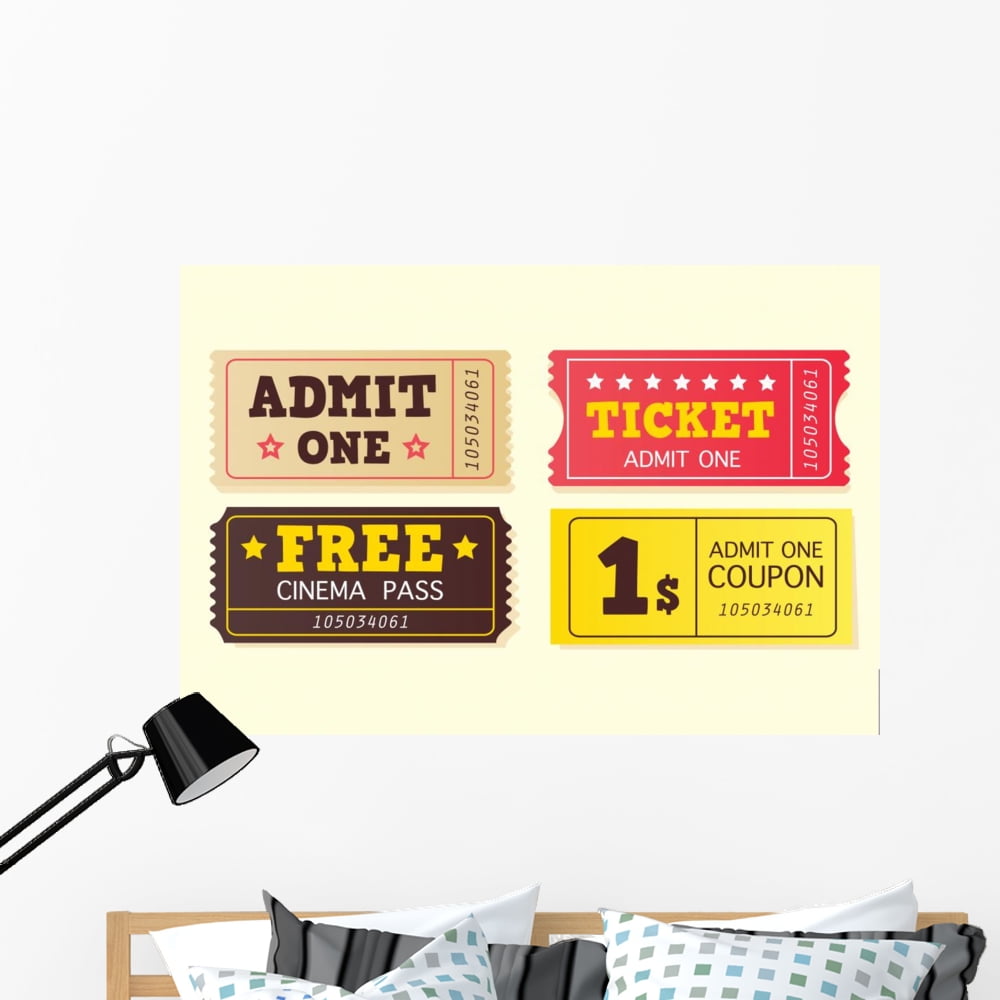 Vector Tickets Movie or Wall Mural by Wallmonkeys Peel and Stick ...