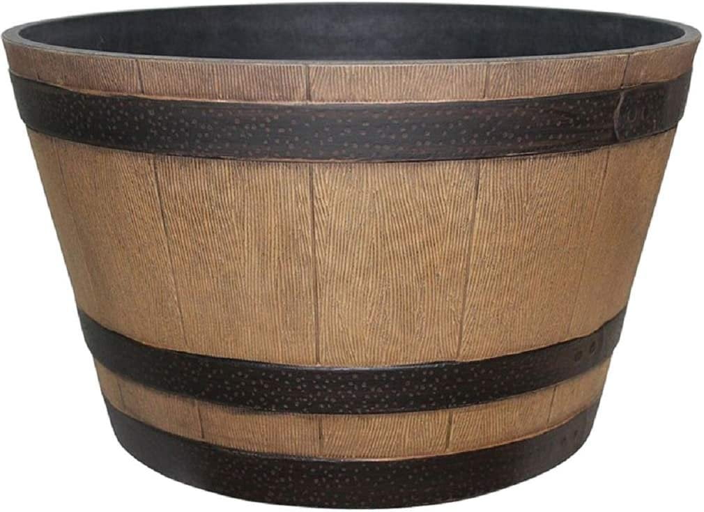 Southern Patio Hdr-055440 Whiskey Barrel Planter, Resin, Natural Oak ...