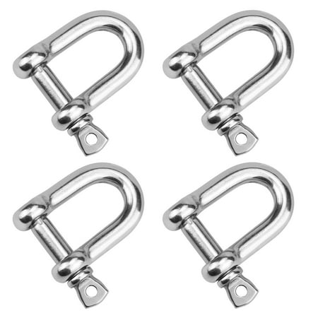4Pcs D Shackle M10 Stainless Steel D Ring Shackle Lock for Hauling Steel Chain Link Wire Rope ...