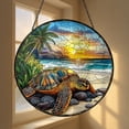 Beach House Sea Turtle Stained Glass Window Hanging Suncatcher, Coastal ...