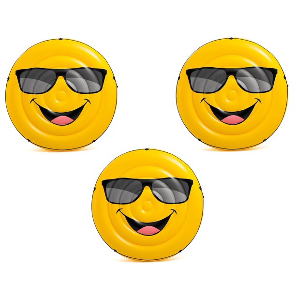 Intex Giant Inflatable Emoji Cool Guy Island Lounger Ride-On Pool Float ...