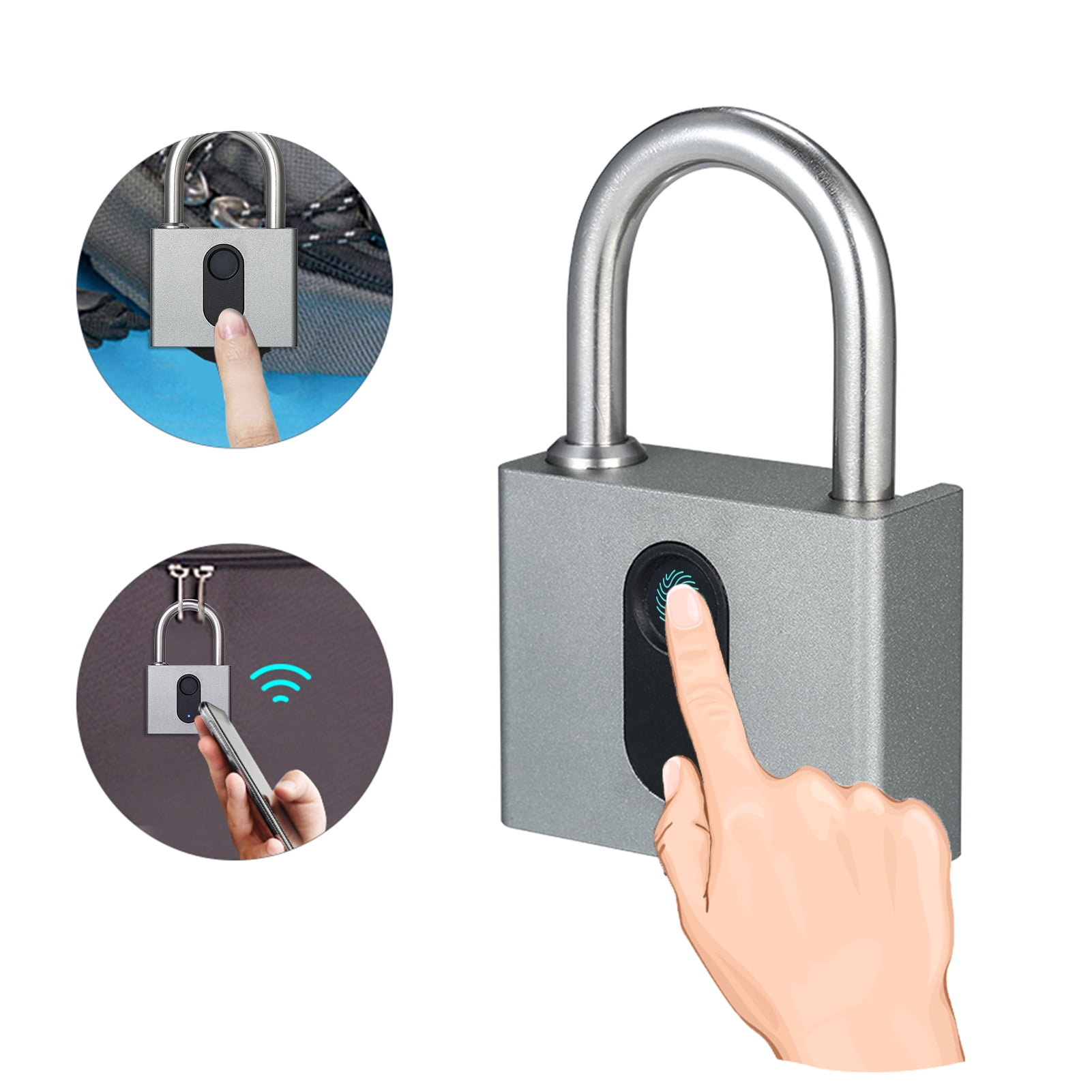 Carevas Fingerprint Padlock BT Lock with APP & Fingerprint 2 Unlocking ...