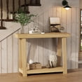 43.5" Modern Oak Console Table with Thick Top & 2-Tier Open Storage ...