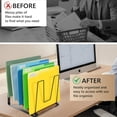 CaraMart 5-Section Wooden Base Metal Desktop File Organizer Inclined ...