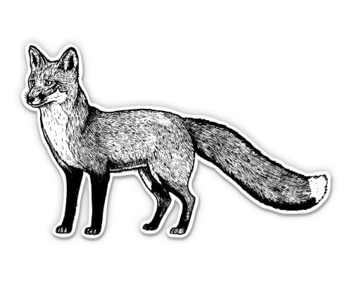 Fox Drawing - 7" Vinyl Sticker - For Car Laptop I-Pad - Waterproof ...