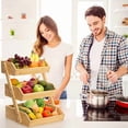2/3-Tier Wooden Fruit Basket Stand, Heavy-Duty Countertop Organizer for ...