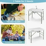 Gymax Portable Fishing Station: Outdoor Camping Fillet Table with ...