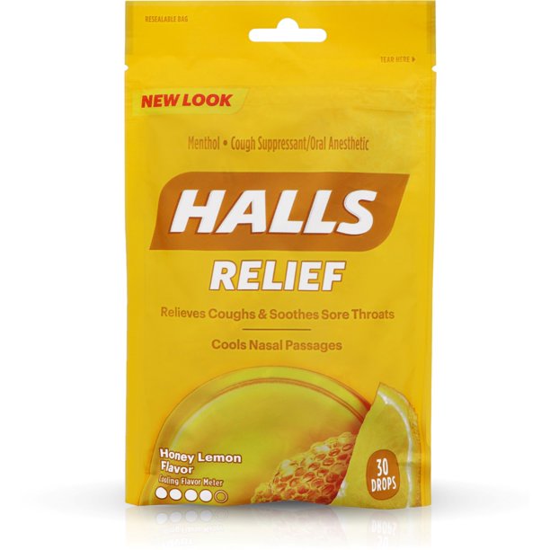 Halls Triple Soothing Action Cough Drops, Honey Lemon 30 Each (Pack of 2) - Walmart.com ...