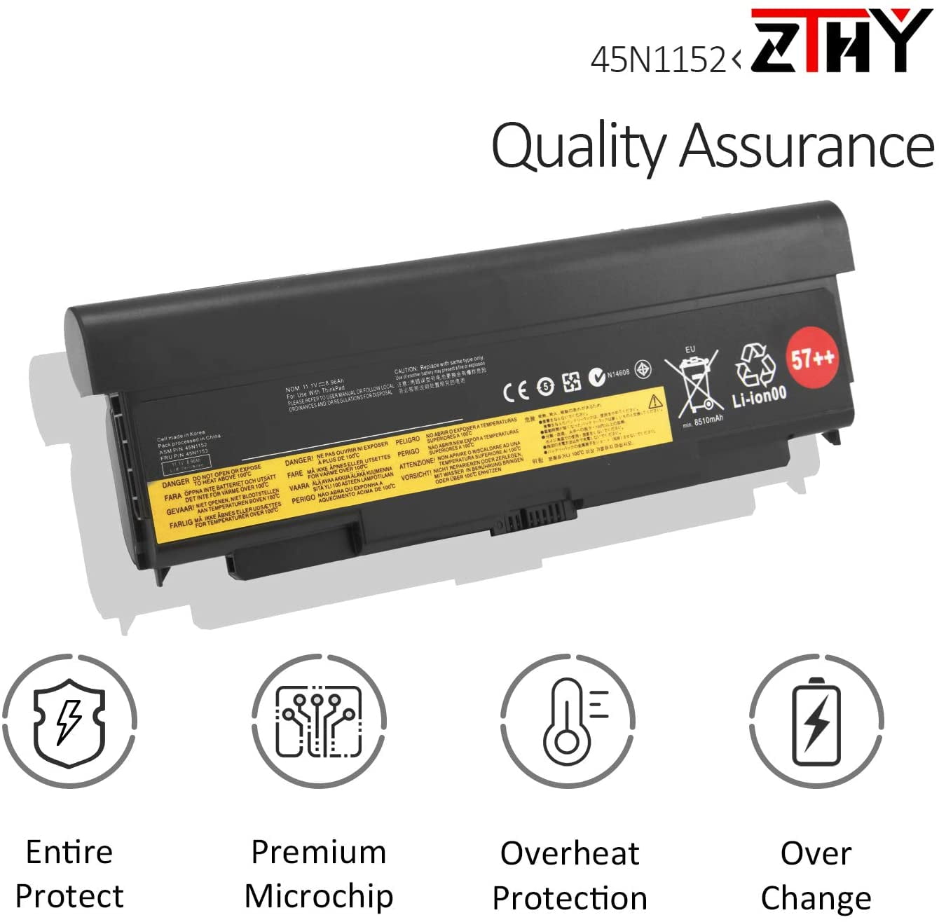 ZTHY New 9Cell 57++ Battery Replacement for Lenovo ThinkPad T440P T540P ...