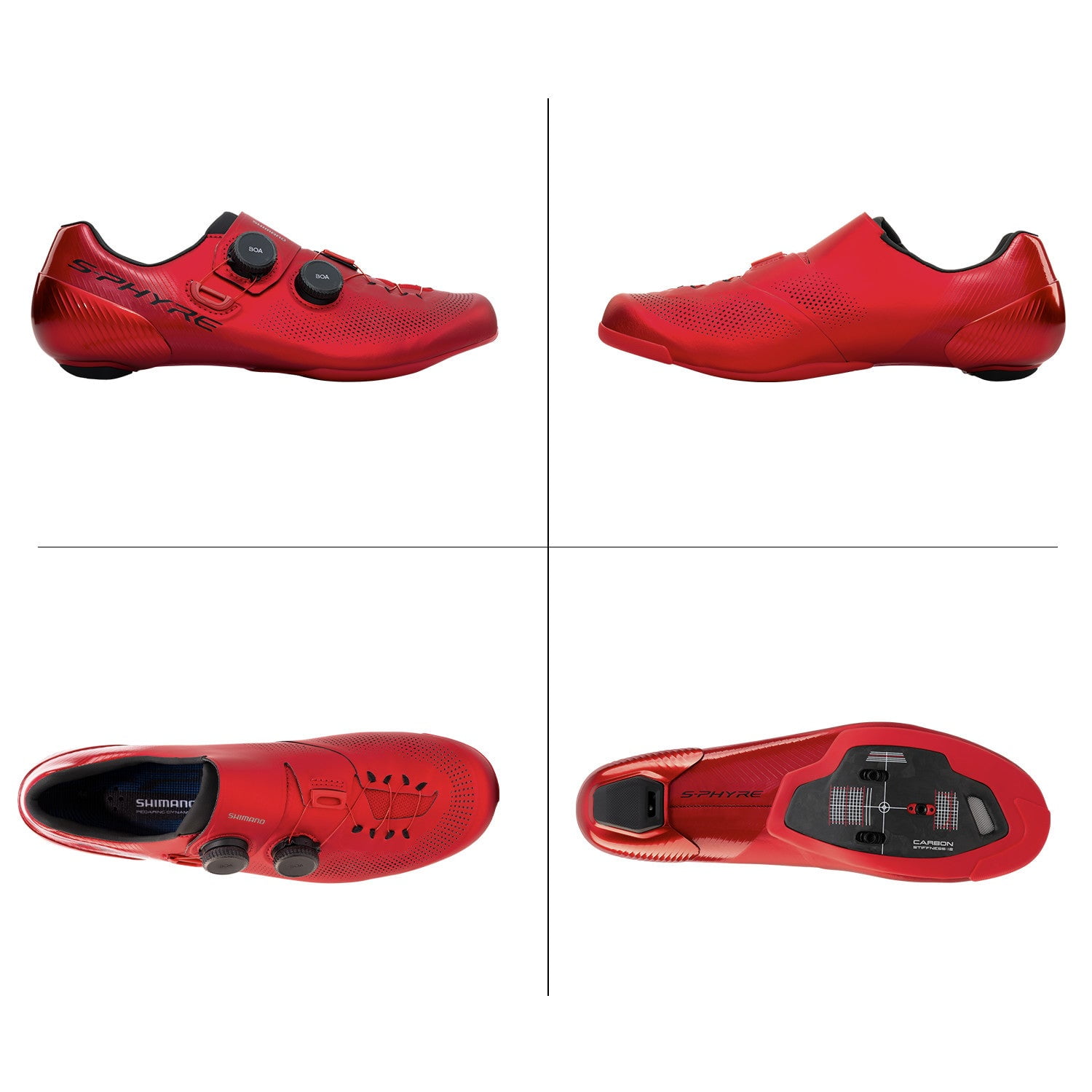 Shimano S-Phyre RC9 Carbon Road Cycling Shoes / SH-RC903 / 46 REG / RED ...