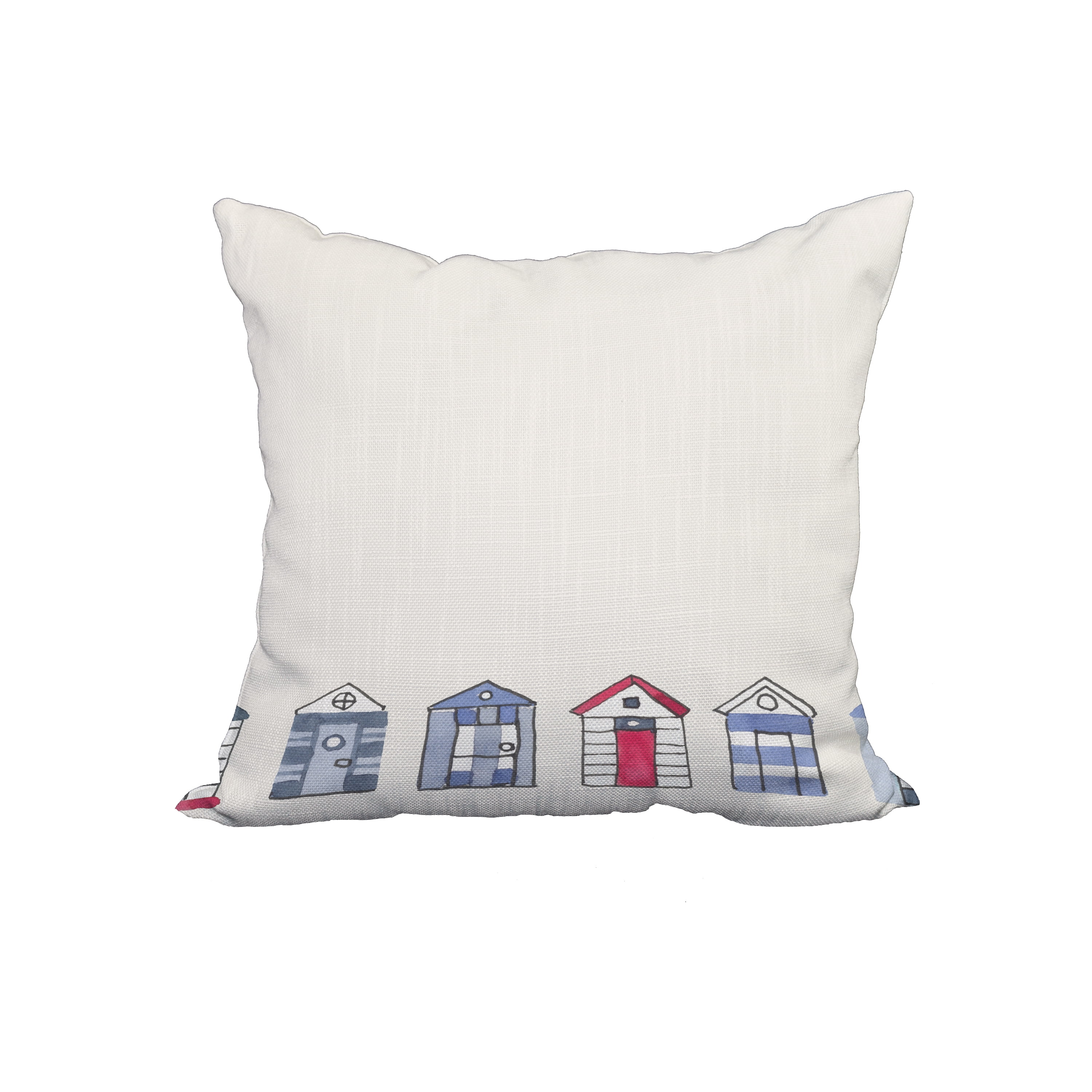 22 x 22 Inch Beach Huts Ivory Geometric Print Decorative Polyester ...