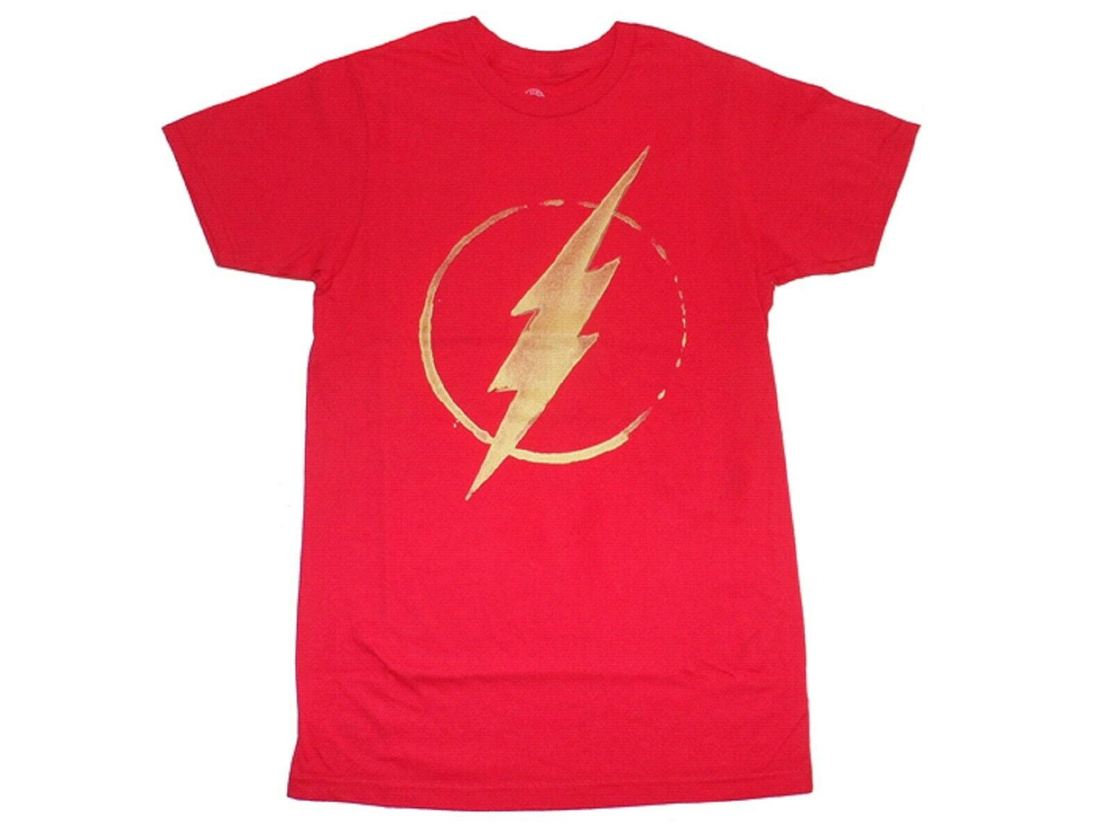 DC Comics Flash Distressed Yellow Paint Logo Men's T-Shirt Red Short ...