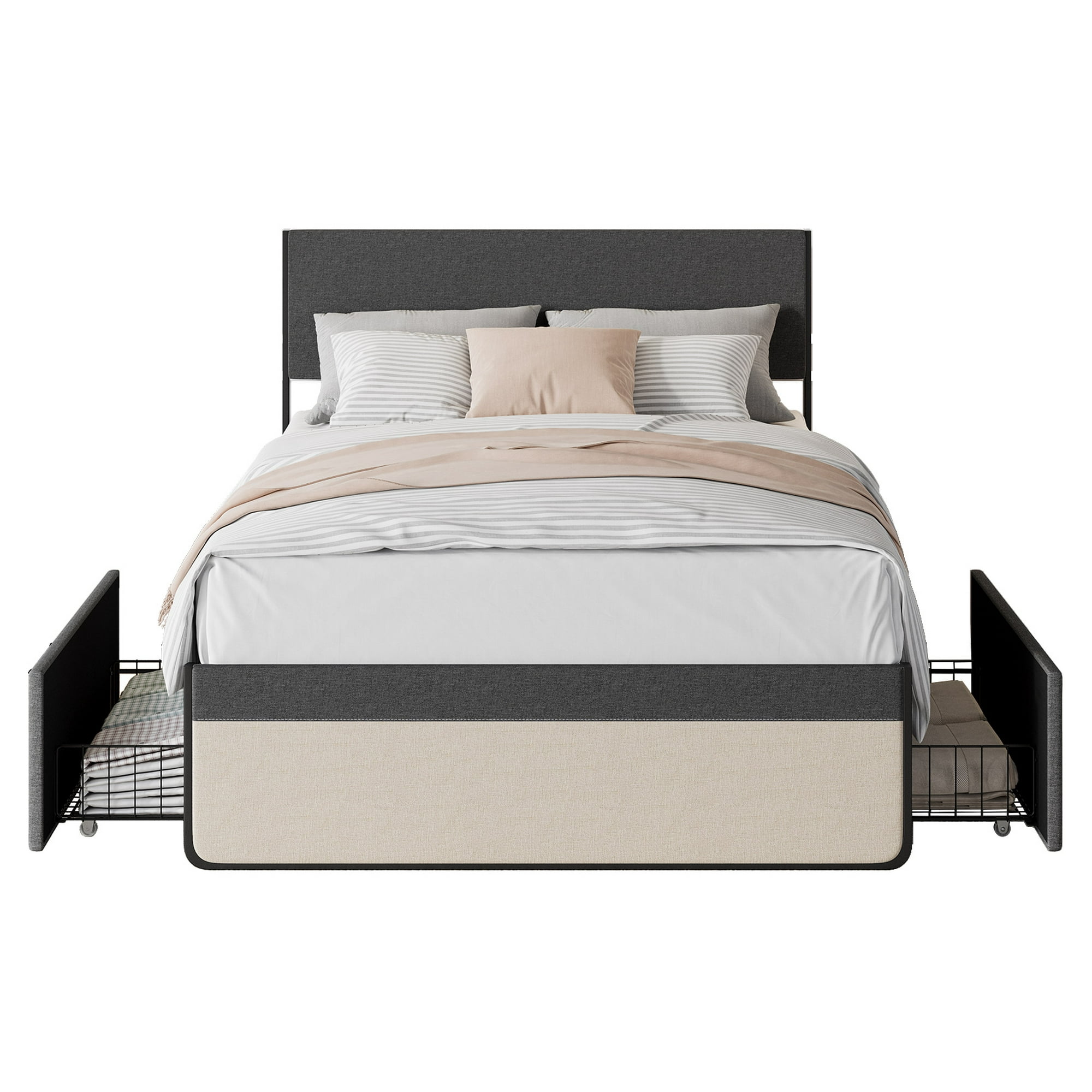 Click here for Joyspirit Upholstered Queen Size Bed Frame With 2... prices