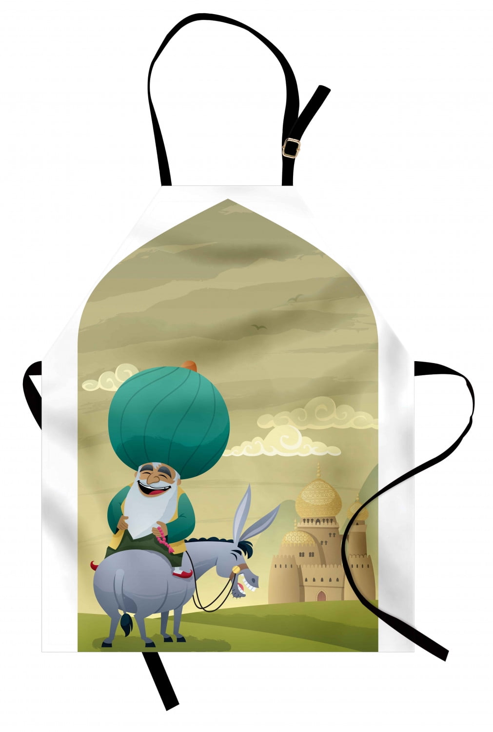 Donkey Apron, Cartoon of Nasreddin Hodja Riding the Donkey Backwards ...