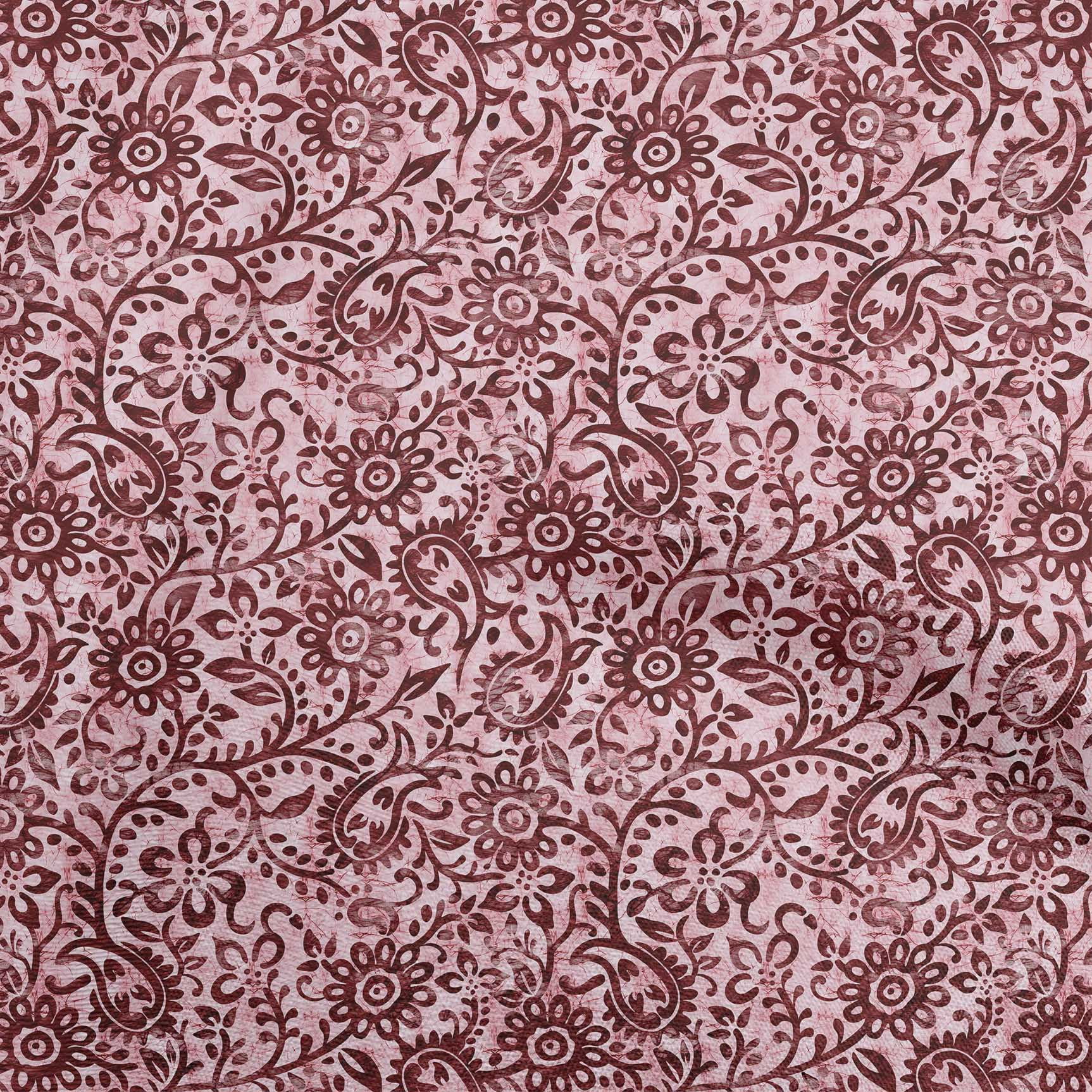 oneOone Viscose Chiffon Maroon Fabric Asian Batik Floral Diy Clothing ...