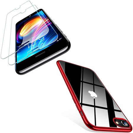 HSD Crystal Clear Designed for iPhone SE 2020 Case Red & Crystal Hard ...