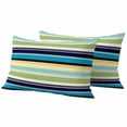 Blue Yellow Green Stripes Waterproof Throw Pillow Covers Set of 2 ...