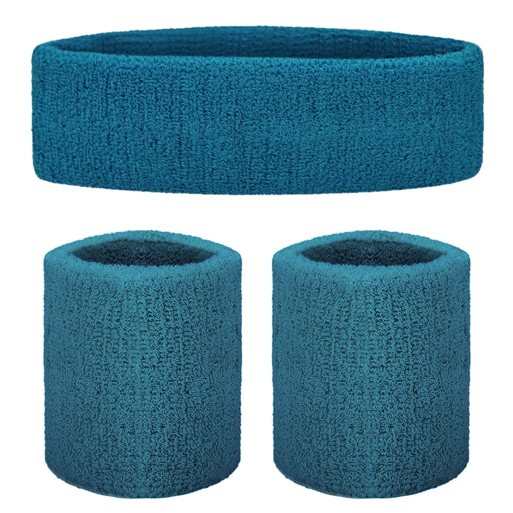 GOGO Sweatband Set Sports Athletic Exercise Headband Wristband Set Dark ...