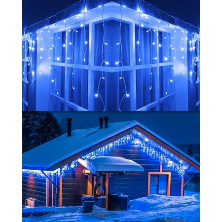 Icicle Lights Outdoor, Blue 400 LED 39 ft 8 Modes with 80 Drops ...