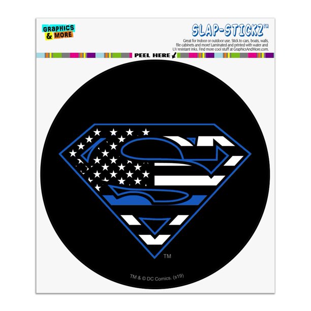 Superman Thin Blue Line Flag Shield Logo Automotive Car Window Locker ...