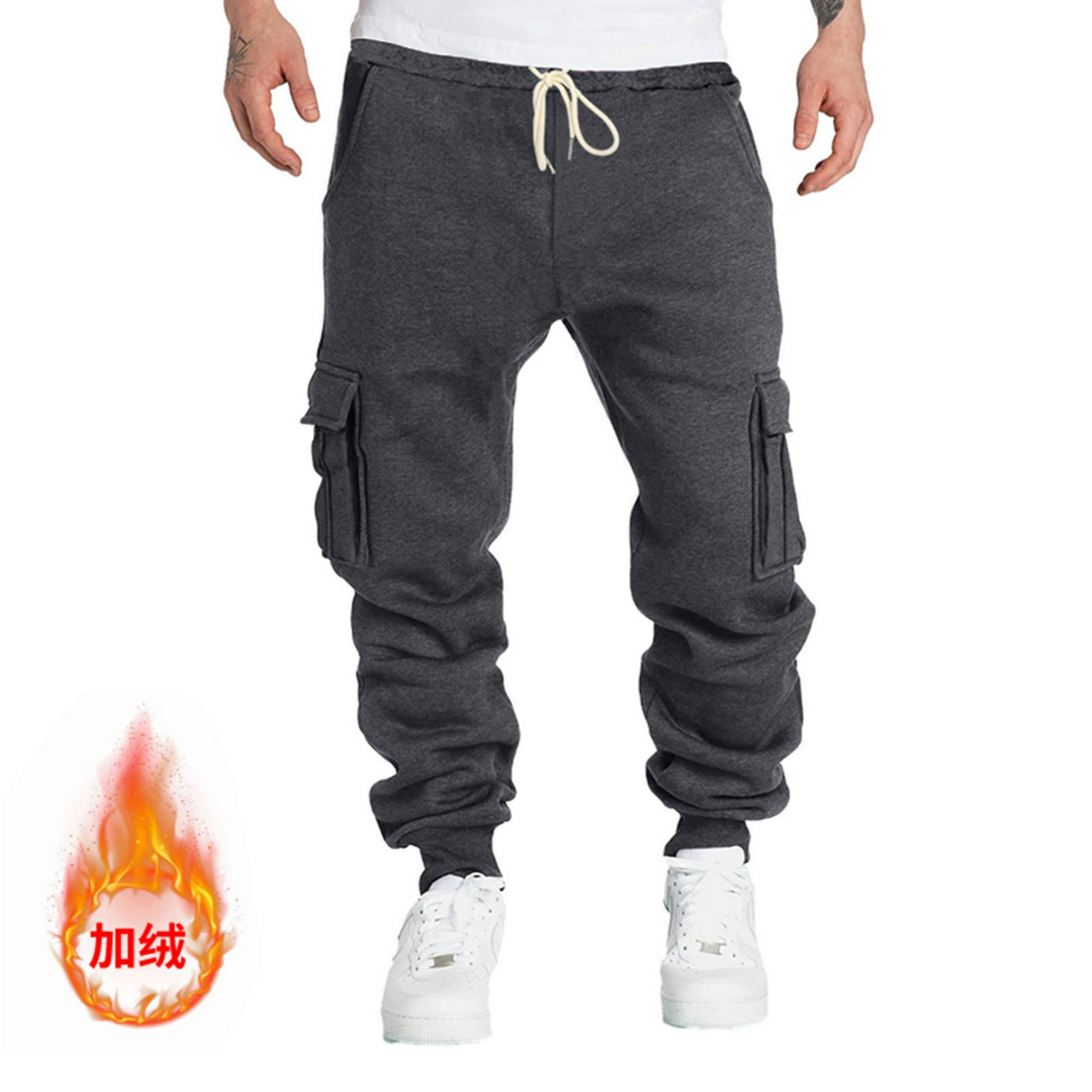Click here for Aherbiu Cargo Pants For Men Fleece Drawstring Wais... prices