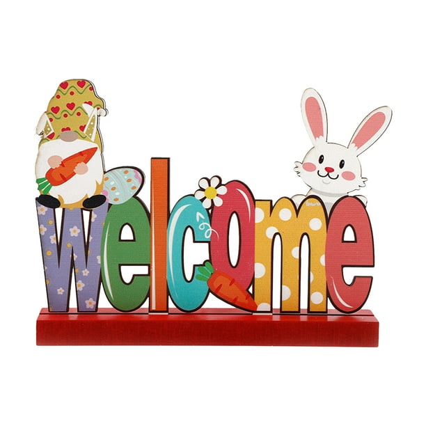 TFixol Easter Wooden Desk Ornaments Easter Rabbit Themed Decoration ...