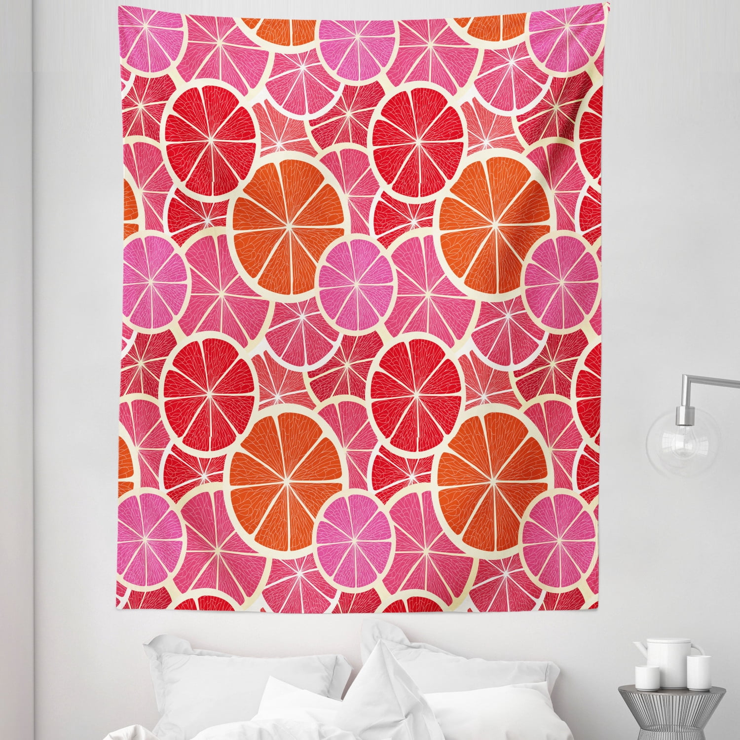 Fruits Tapestry, Funky Grapefruit Vintage Citrus in Vibrant Circular ...