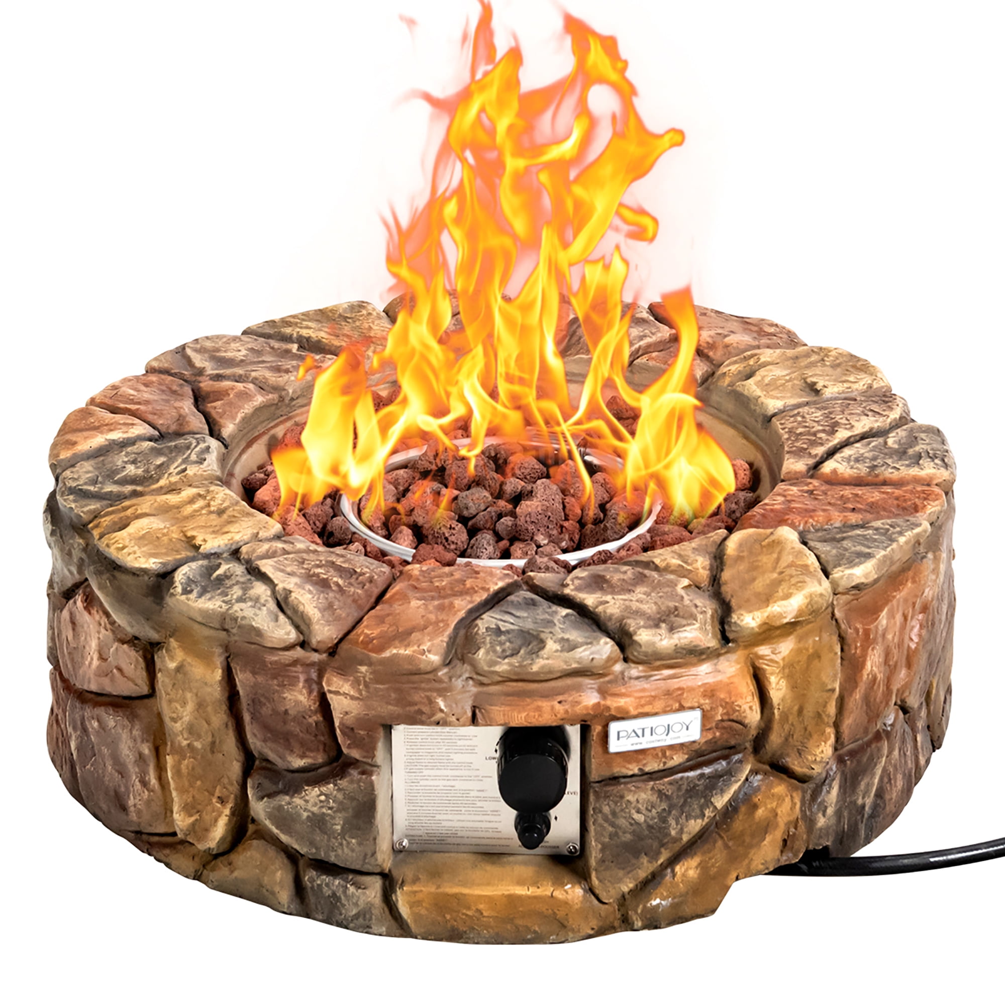 Costway 28'' Propane Gas Fire Pit Outdoor 40,000 BTU Stone Finish Lava ...