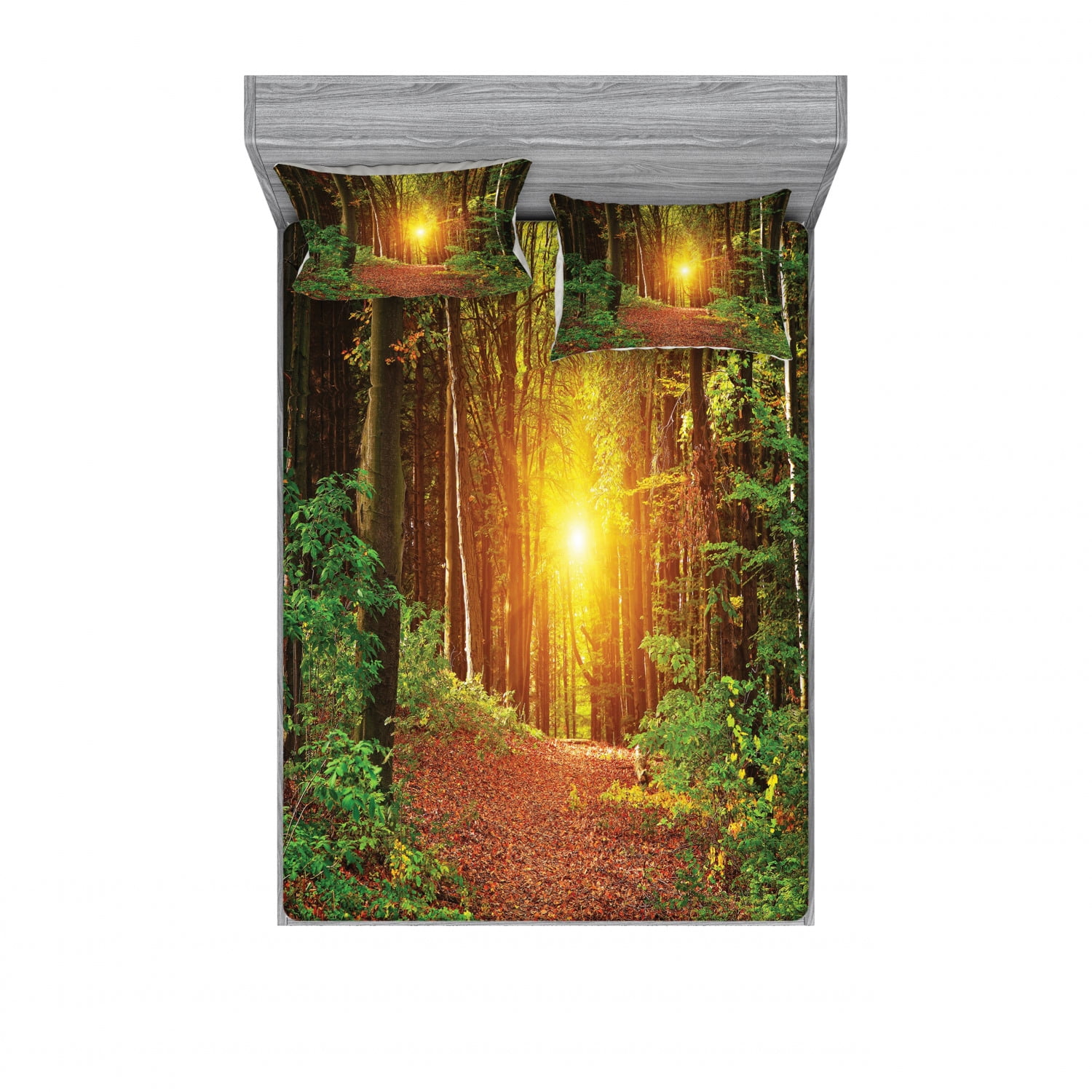 Forest Bedding Set with Sheet & Covers, Reflection Deep in the Forest ...