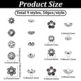 450Pcs 9 Styles Style Alloy Bead Caps Flower Silver 7~10x2~3mm Hole: 1 ...