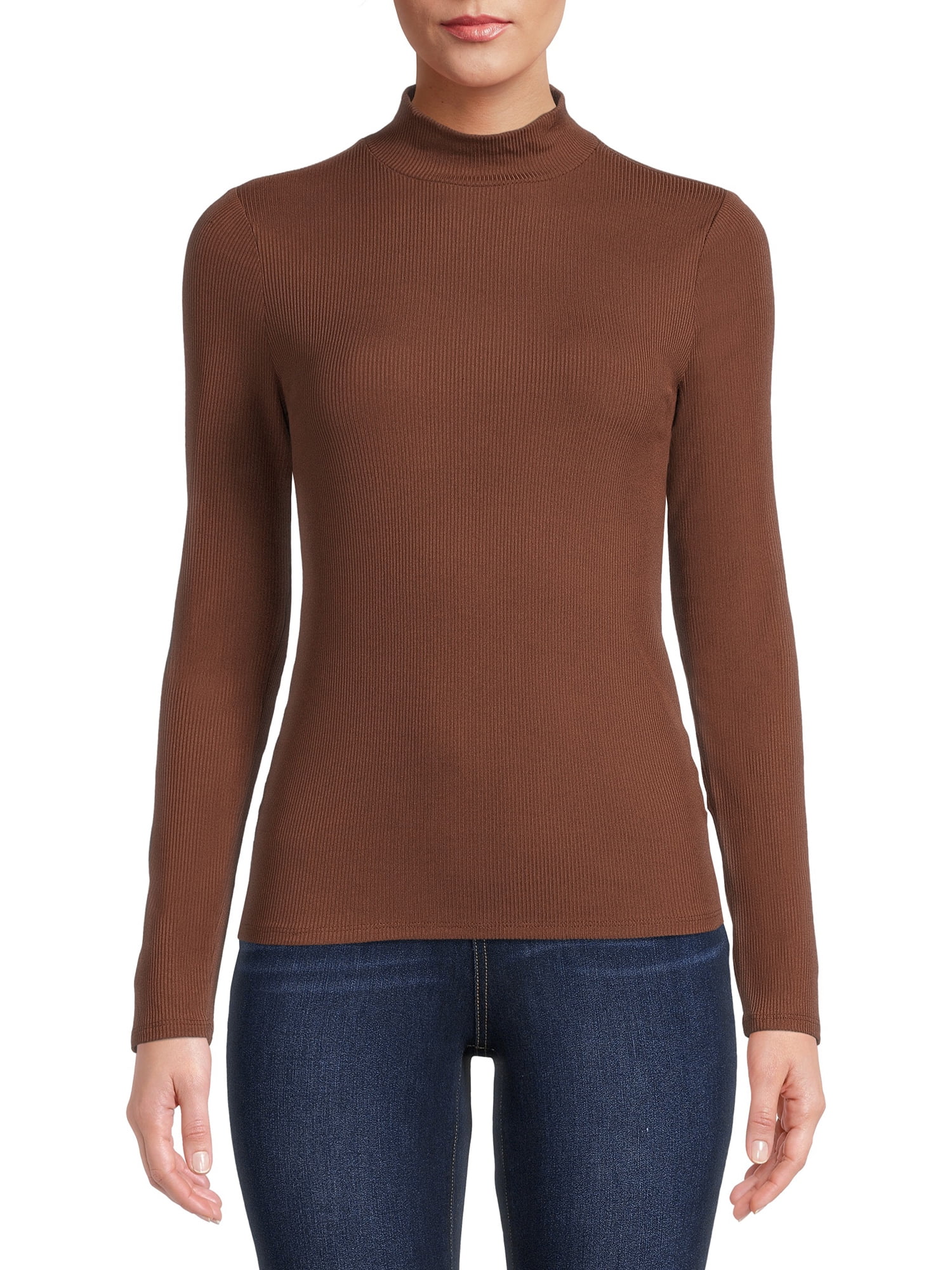 No Boundaries Juniors' Mock Neck Top with Long Sleeves - Walmart.com