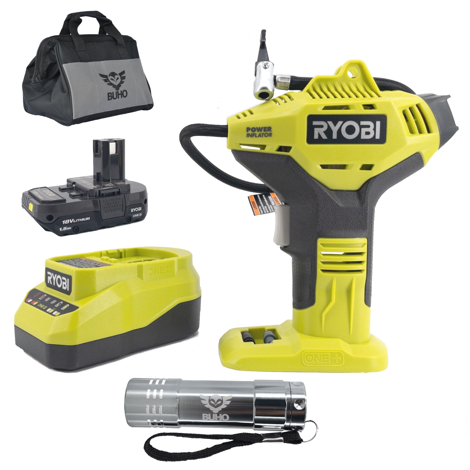 Portable High Pressure Power Inflator Bundle, Includes Ryobi P737D ...