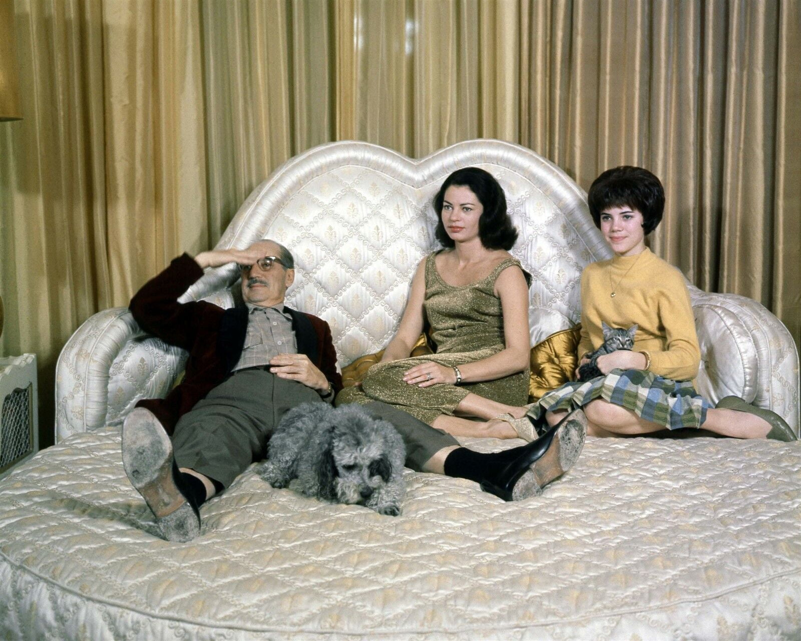 Groucho Marx poses on his bed with wife Eden Hartford 8x10 inch photo ...