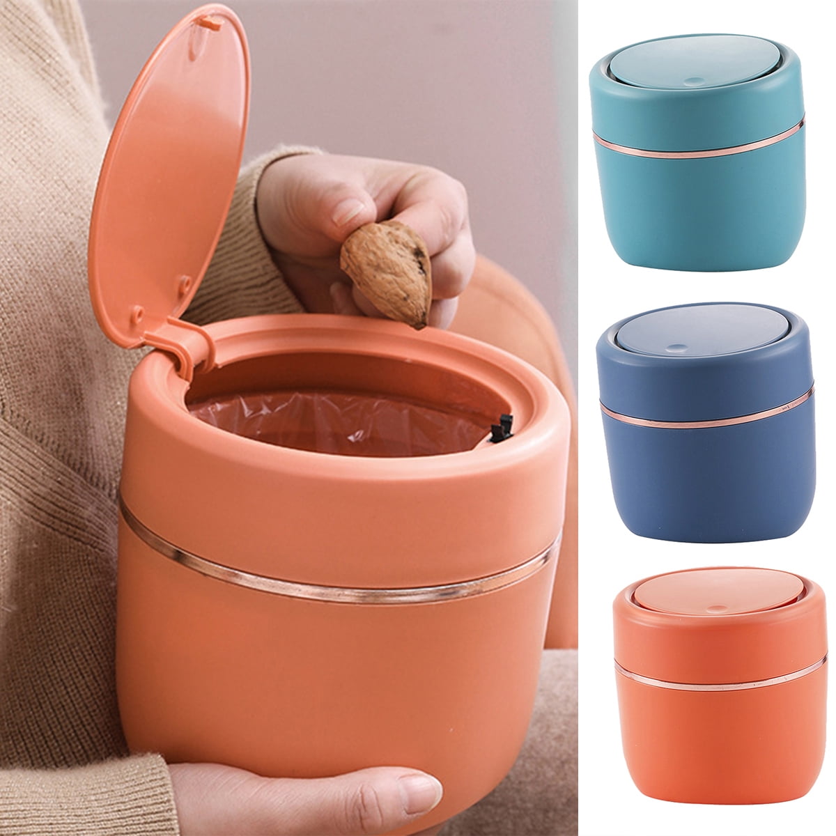 Cheers US Mini Trash Can with Lid, Press-Type with Removable Inner ...