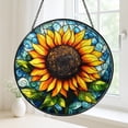 Blooming Sunflower Scene Window Suncatcher, Decorative Stained Glass ...