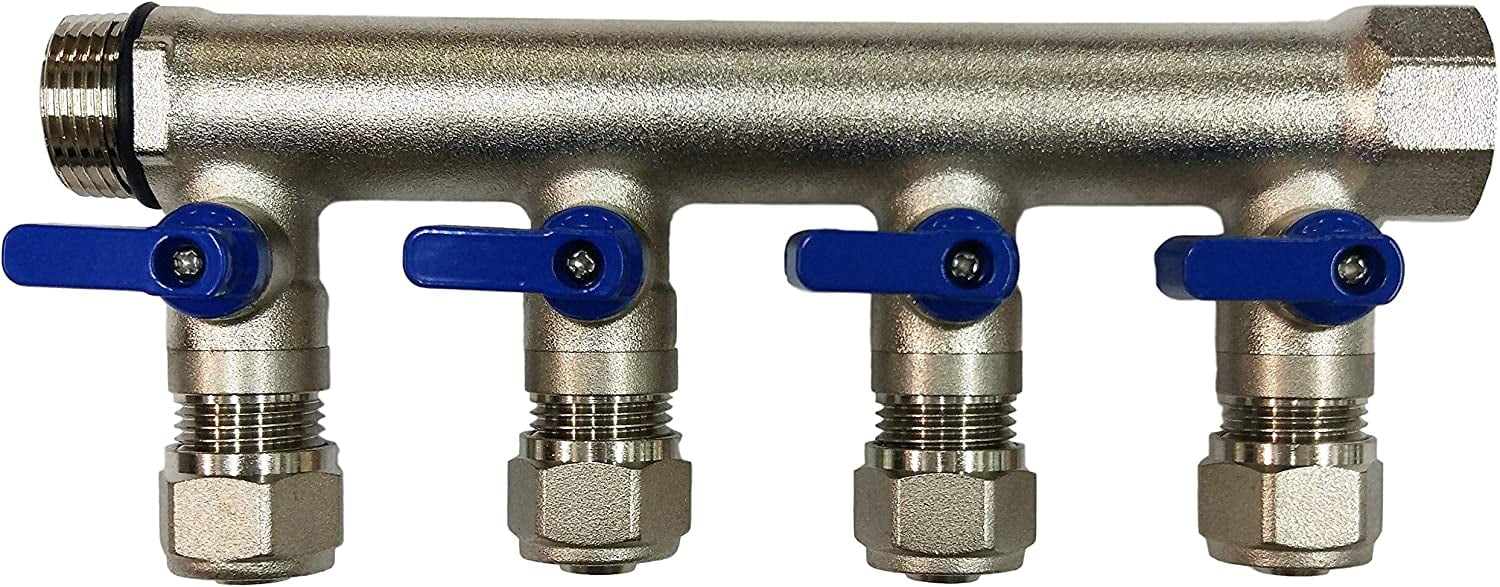 DMNI 4 Loop Port Ball Valve Brass - Pex Manifold - 3/4" NPT Thread ...