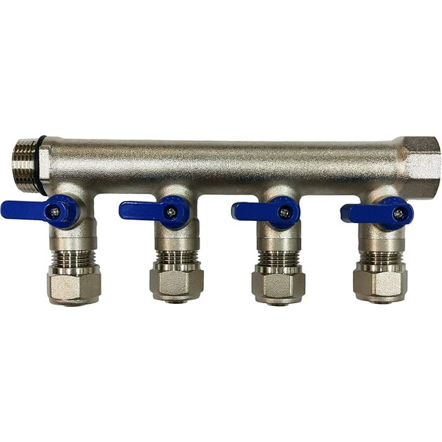 DMNI 4 Loop Port Ball Valve Brass - Pex Manifold - 3/4" NPT Thread ...